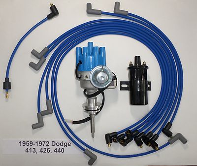 59-72 DODGE 440 BLUE Small Female HEI Distributor + Spark Plug Wires ...