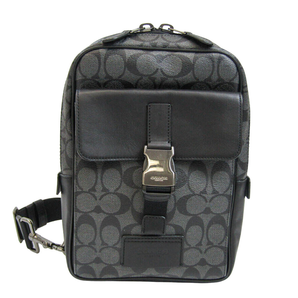 Coach C2711 Track Pack Signature Canvas & Leather Charcoal Black for ...