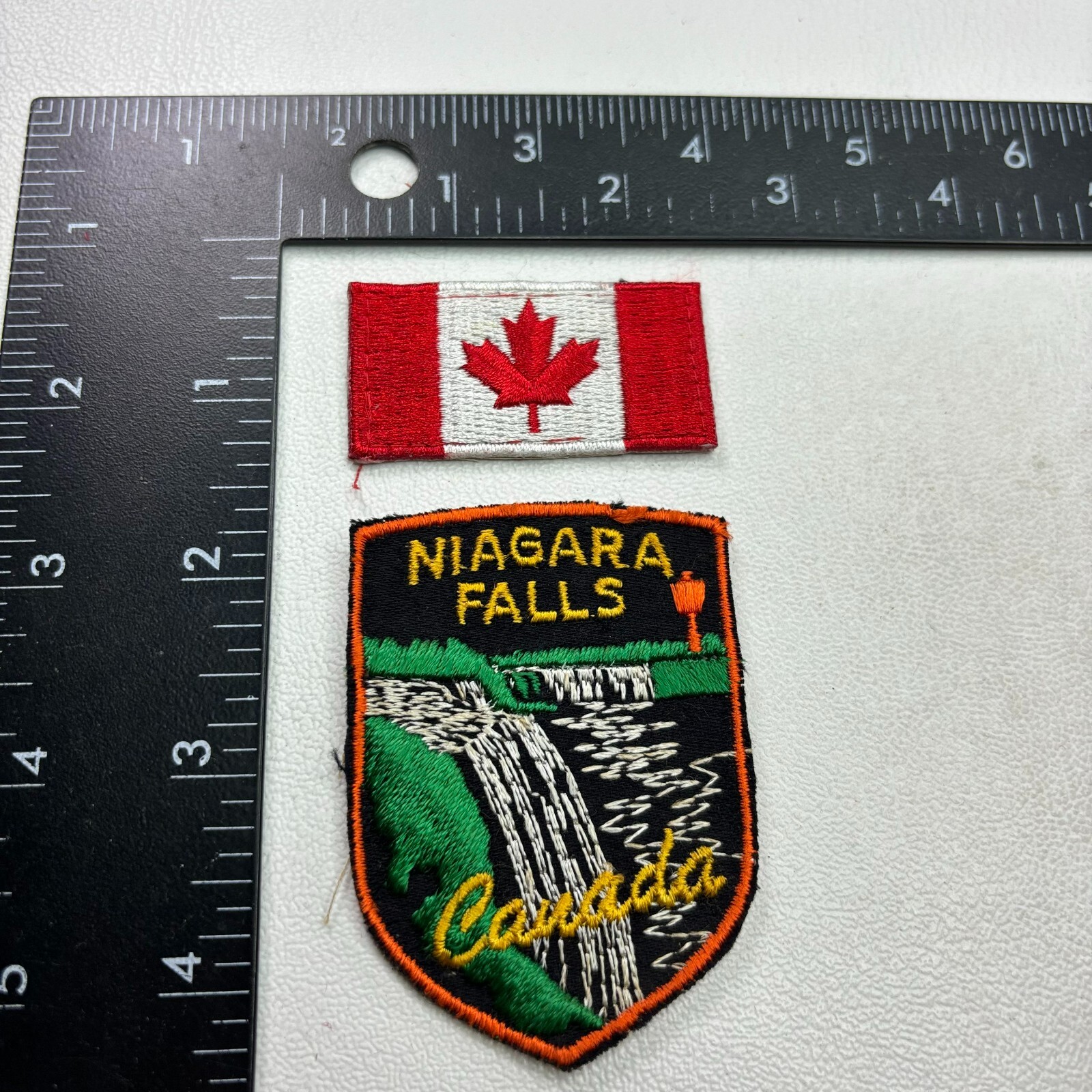 VTG 1 Small Canada Maple Leaf Flag Patch + 1 Niagara Falls Waterfall ...