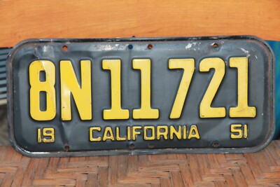 1951 CALIFORNIA LICENSE PLATE *** '51 CAL ** ROUNDED EDGES | eBay
