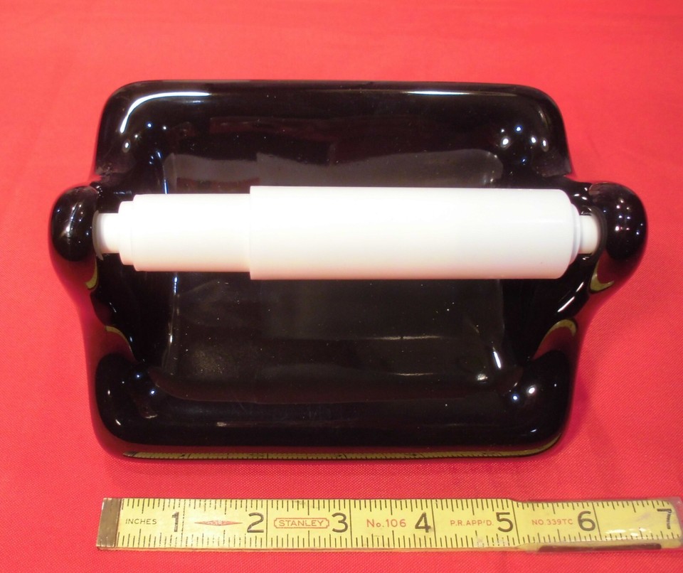 Gloss Black: Ceramic Toilet Paper Holder: Mastic Type: with white ...