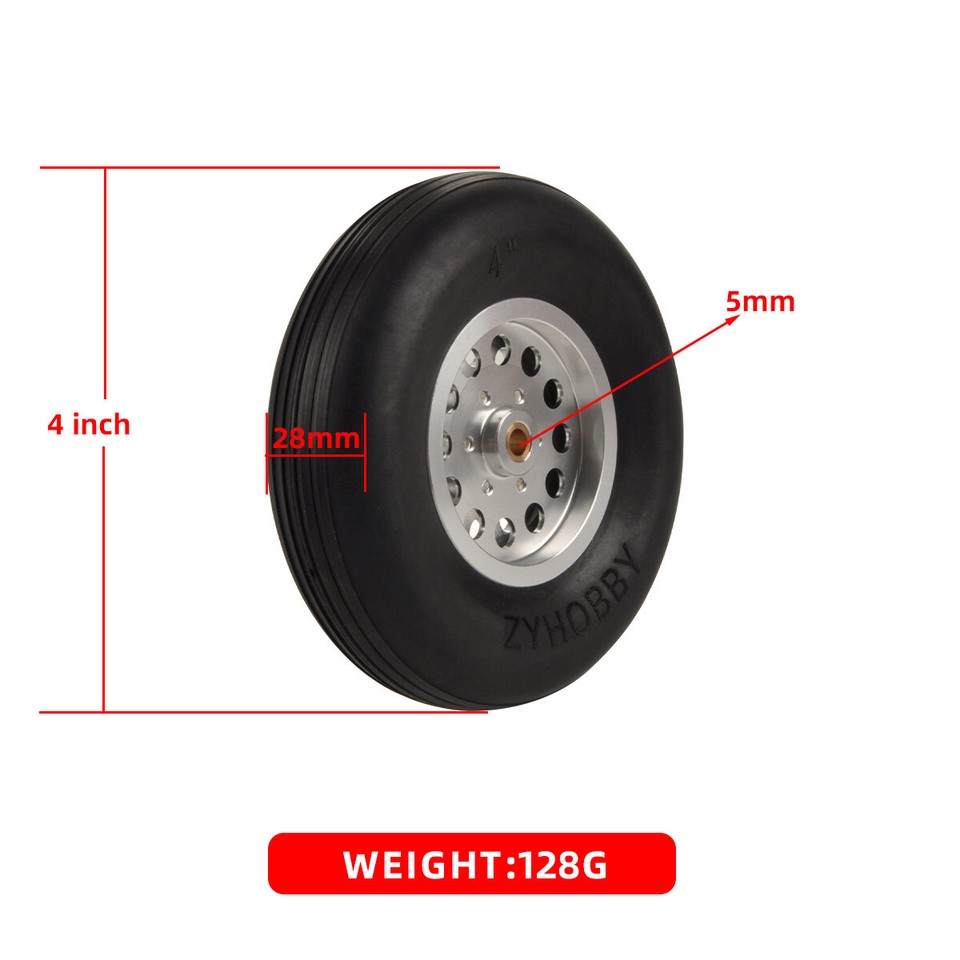 1 Pair 4inch Solid Rubber Wheels Tires with Alu Hub For RC Airplane ...