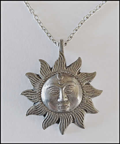 Chain Necklace #1553 Pewter THE SUN CELESTIAL (35mm x 30mm) silver tone ...