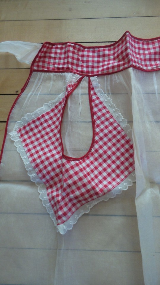 Vintage HALF APRON Red Gingham Check, Sheer | eBay