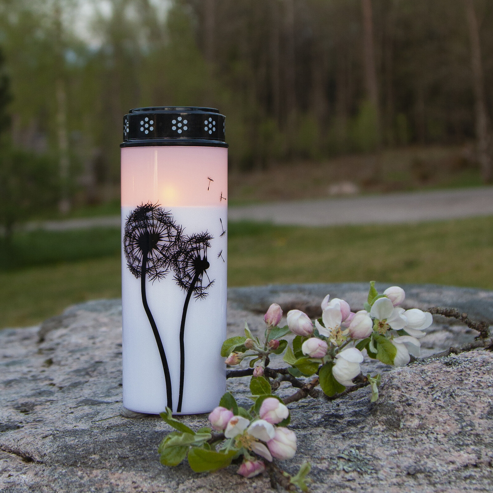 LED Grableuchte mit Motiv & TIMER Grablaterne Grablampe Kerze für Grab ...