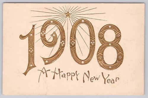 1908 Embossed Gold Foil Happy New Year Postcard Made in Germany | eBay