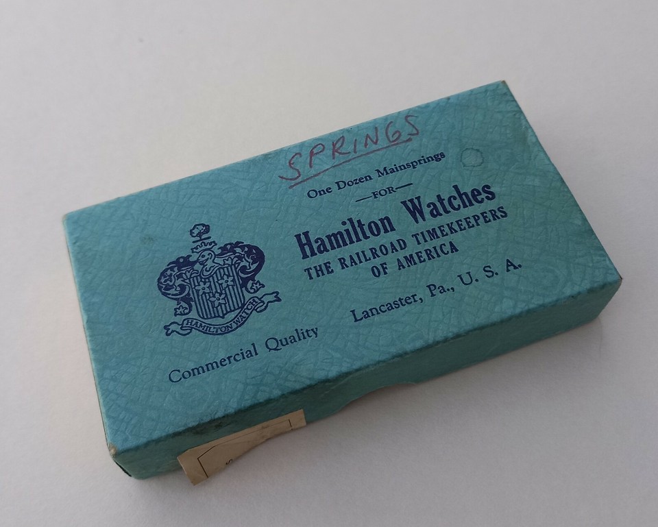 **7 DAY AUCTION*Hamilton Wristwatch 1940s Cardboard Springs Box ...