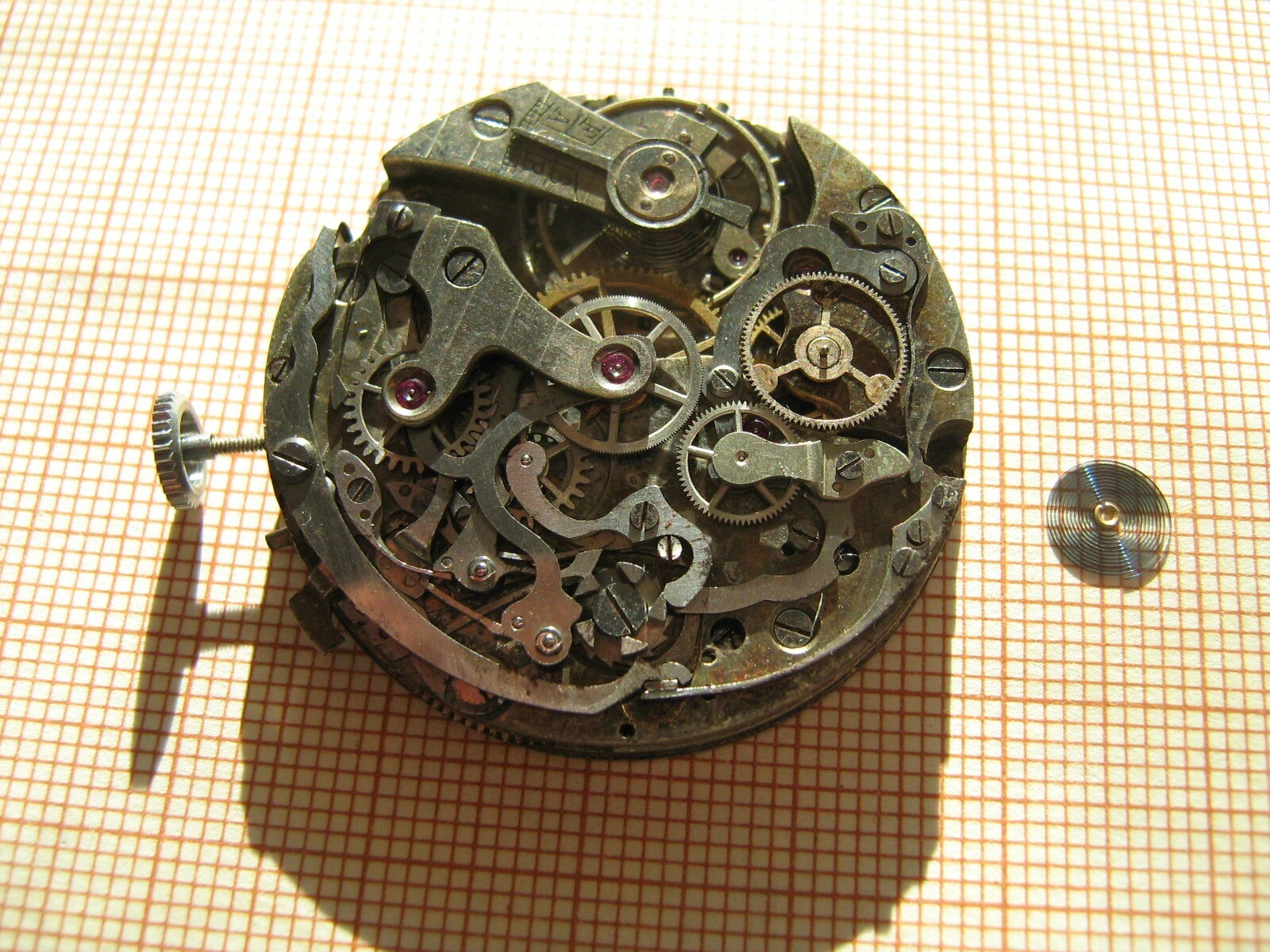Hahn Landeron 15,5 mono-rattrapante chronograph movement for repair,35 ...