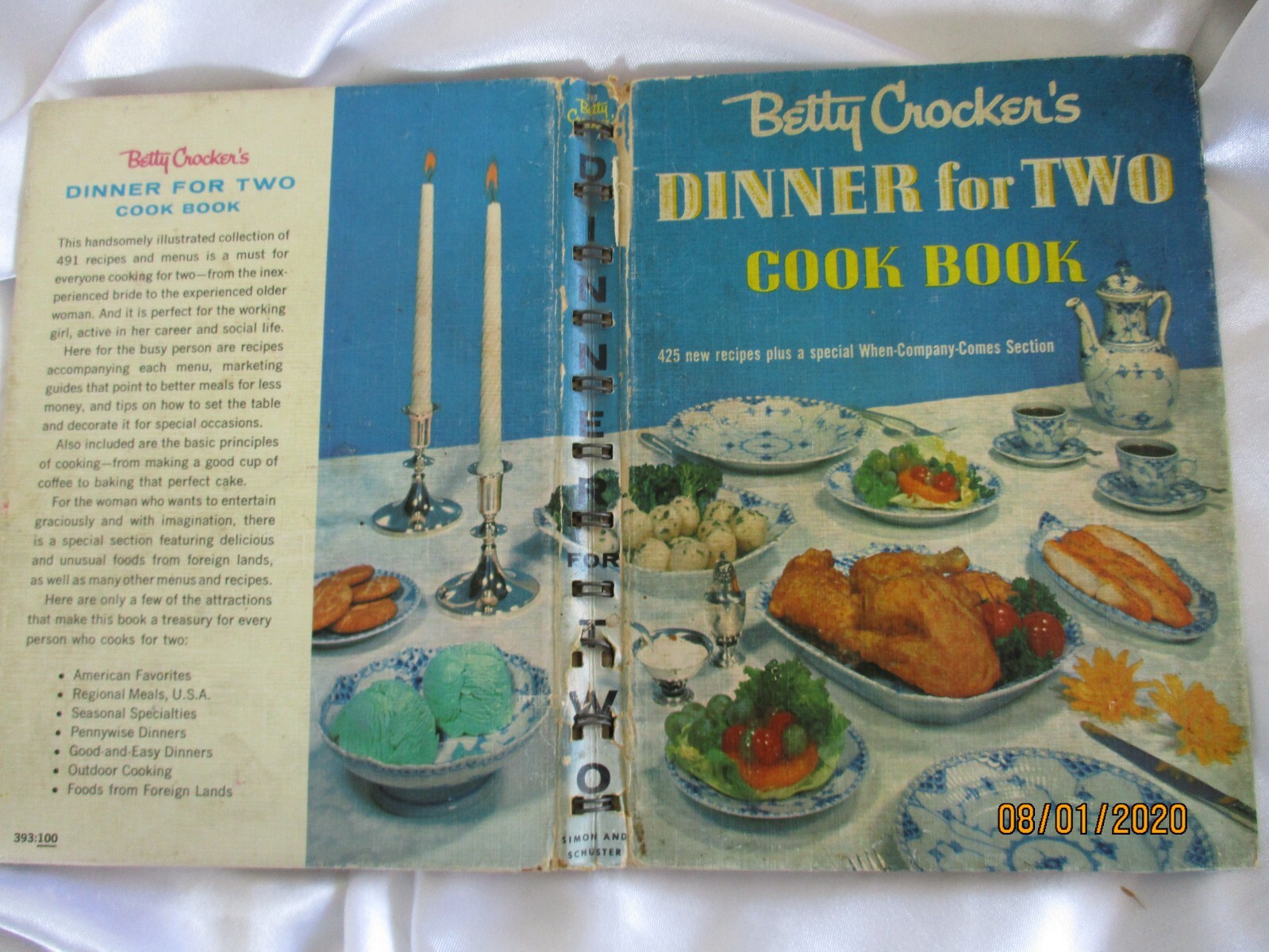 1958 BETTY CROCKER Dinner For TWO Cookbook 1st Ed 1st Print Spiral ...