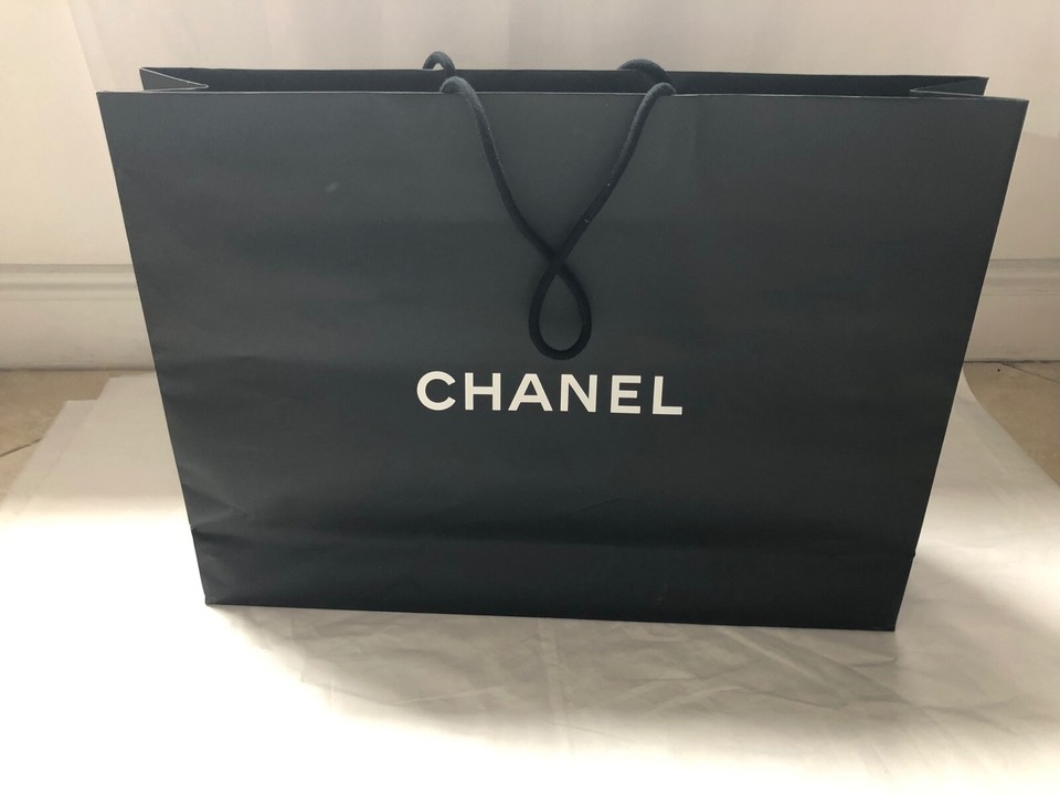 Authentic CHANEL Paper Shopping Bag Reusable Black 17" x 23' x 5.5" | eBay