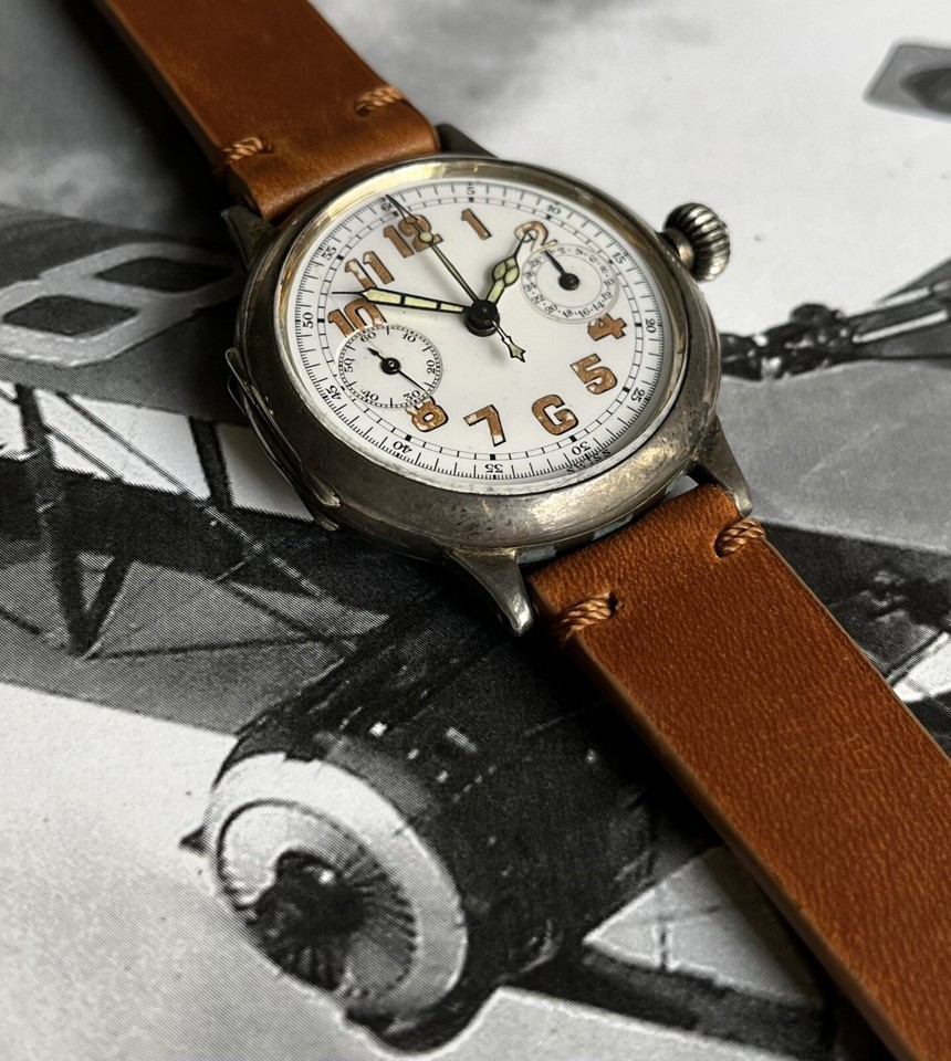 Rare Vintage WW1 Military Gallet Multi-Chron Chronograph Silver Watch ...