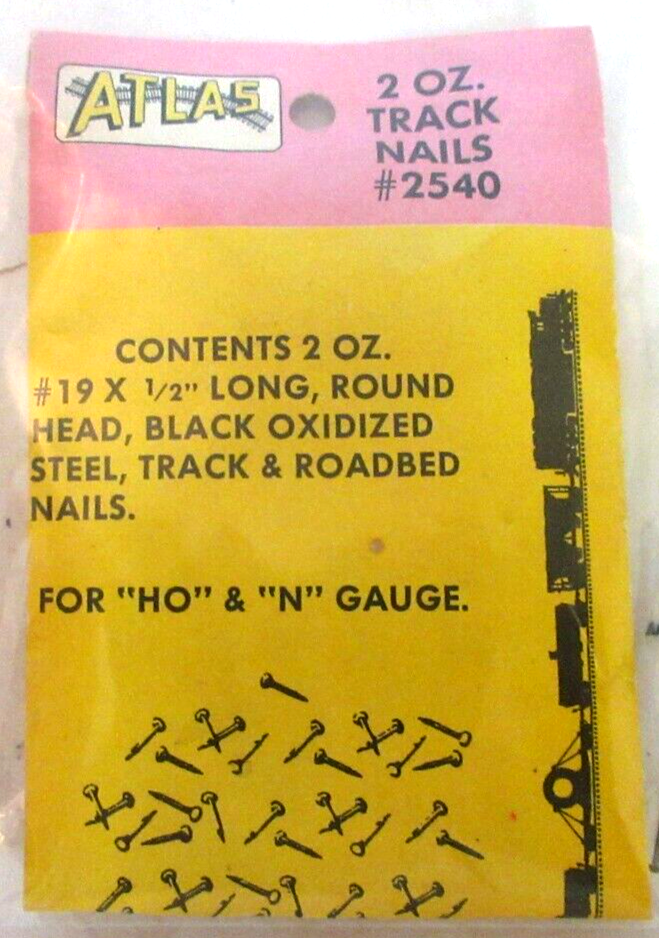 Atlas New 2540 ~ HO/N Scale ~ Track Nails 1/2" Long (Approx. 400) Made ...