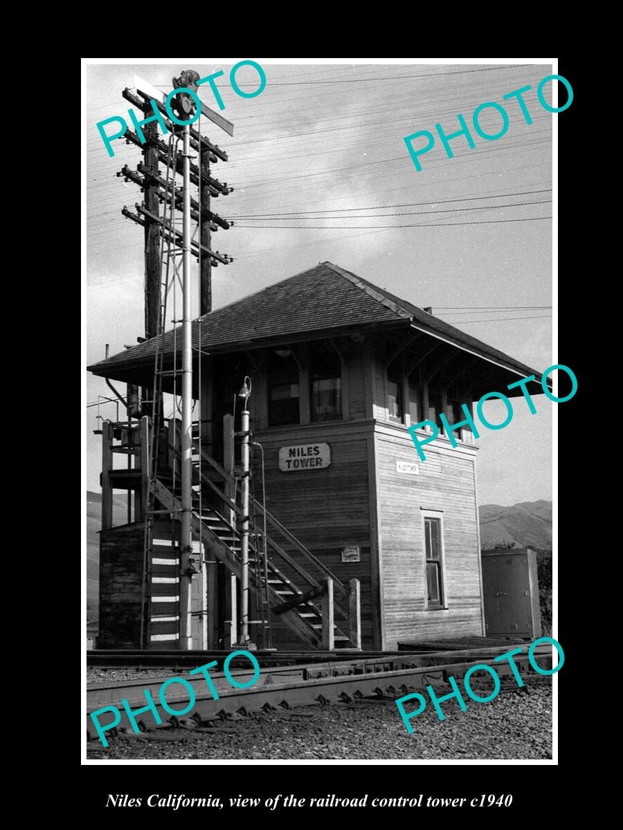 OLD POSTCARD SIZE PHOTO OF NILES CALIFORNIA THE RAILROAD CONTROL TOWER ...