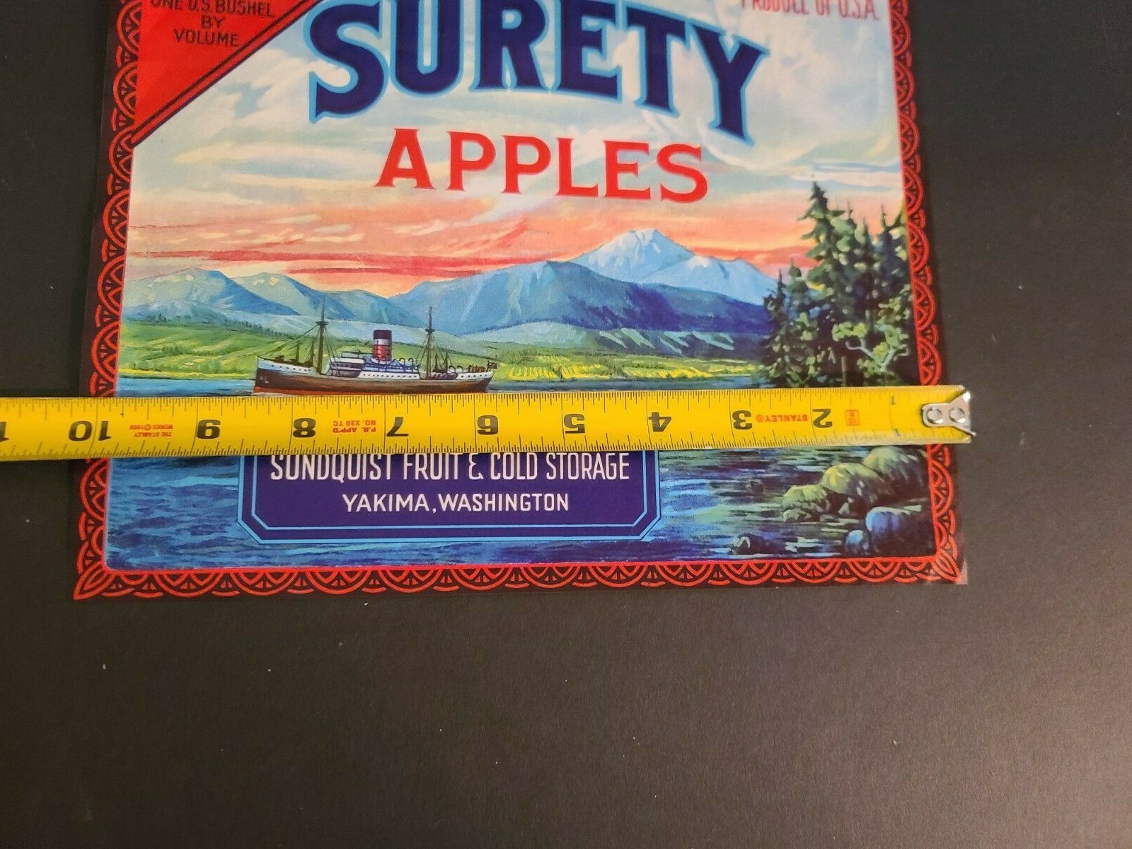 Vintage Original 1940s SURETY APPLES Fruit Crate Box Label APPLE ...