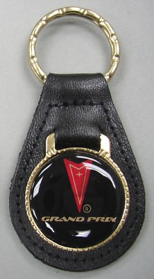 Black Pontiac GRAND PRIX #4233 Leather Gold Tone Key Ring 1986 1987 ...