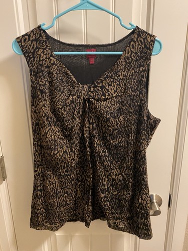 212 Collection XL Top Animal Print Tank Sleeve Blouse Lined Stretch ...