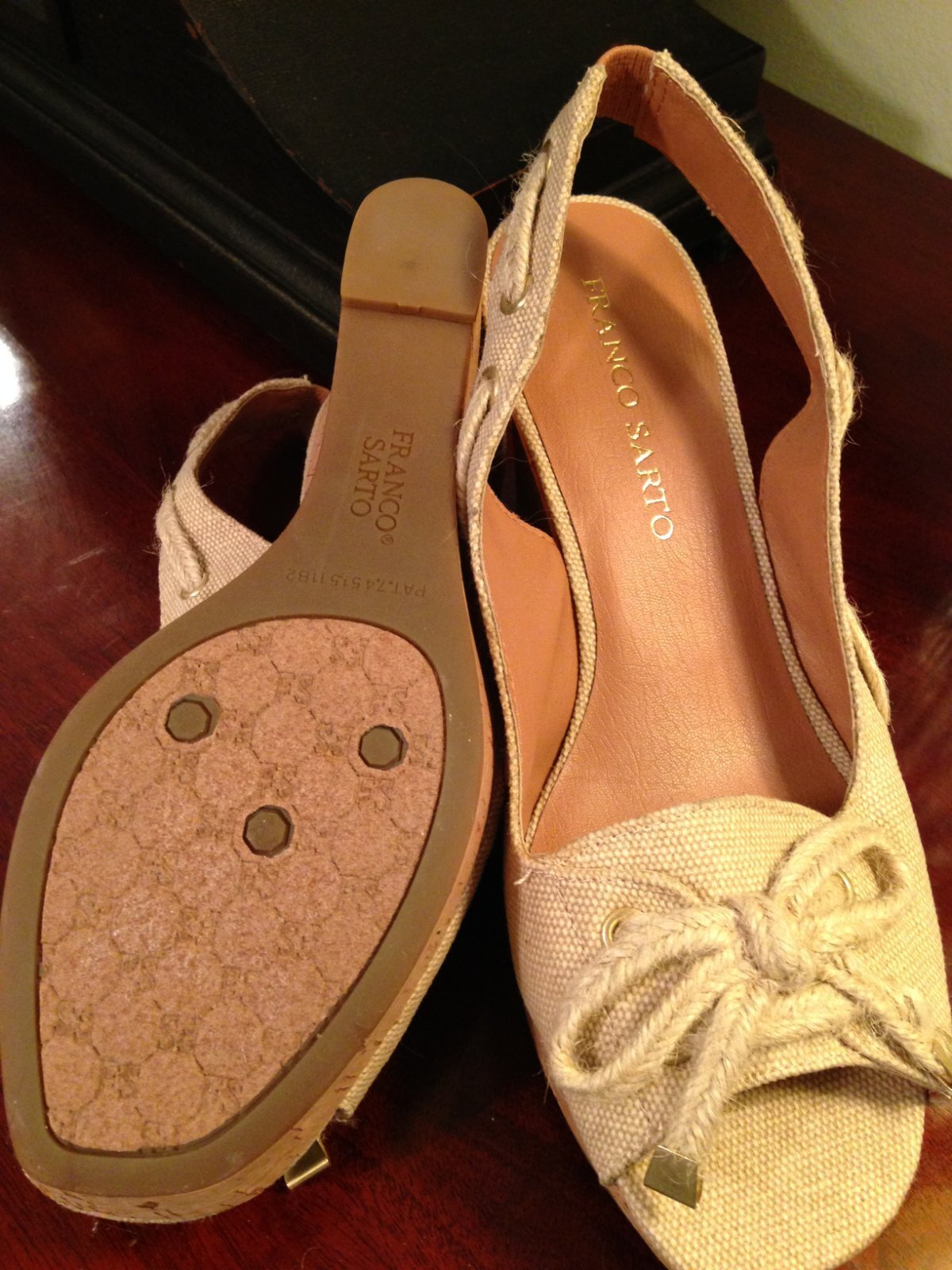 Franco Sarto Cork Wedges Sandal Shoes Heel Natural Nautical Womens 9 | eBay