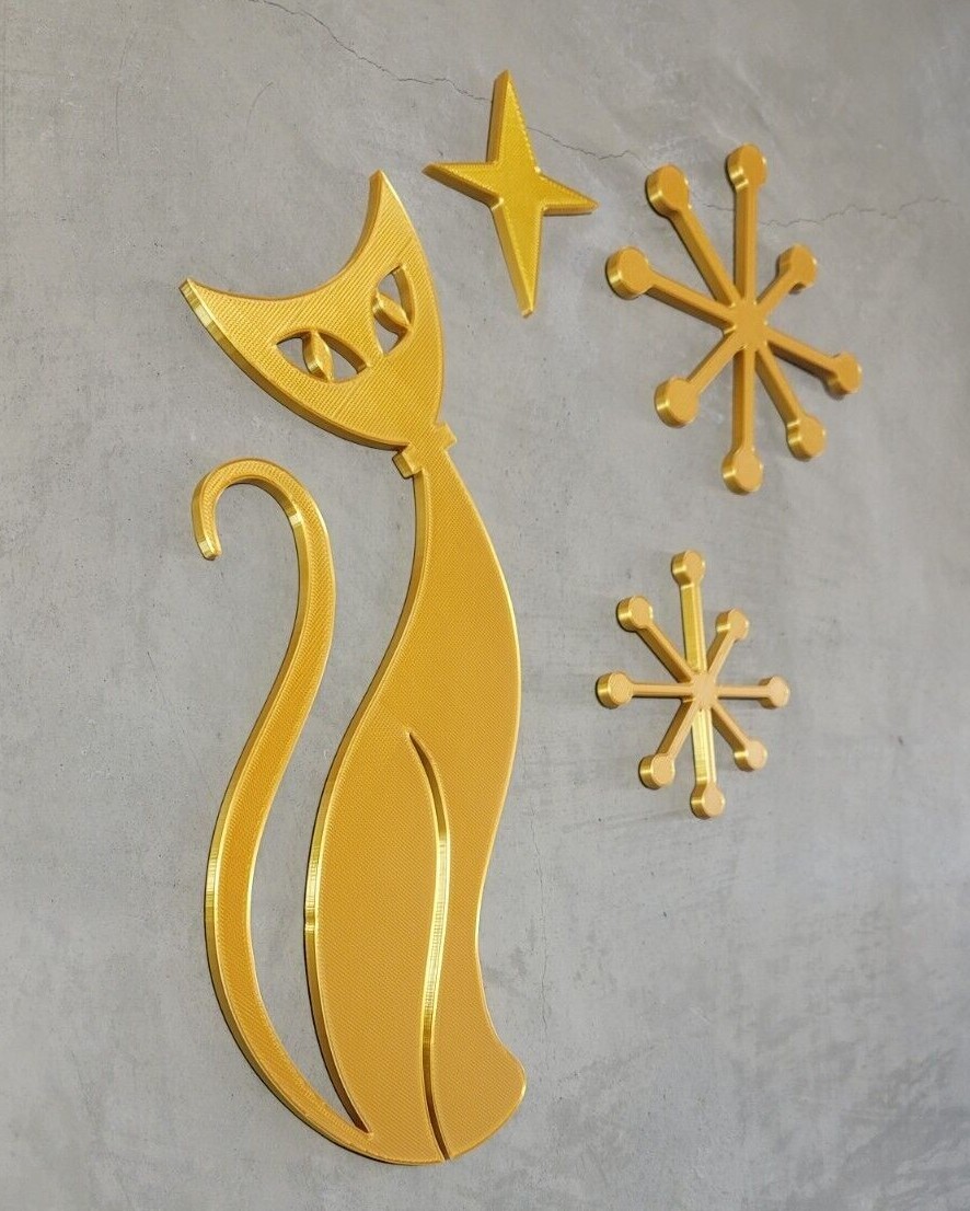 Mid Century Modern Vintage Style Atomic Cats & Starburst Wall Décor 60s ...
