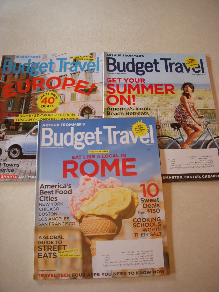 BUDGET TRAVEL Magazine, LOT OF 3, 2010, EAT LIKE A LOCAL IN ROME ...