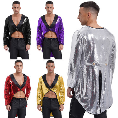 Mens Tuxedo Dress Up Jacket Festive Tailcoat Uniform Medieval Costumes ...