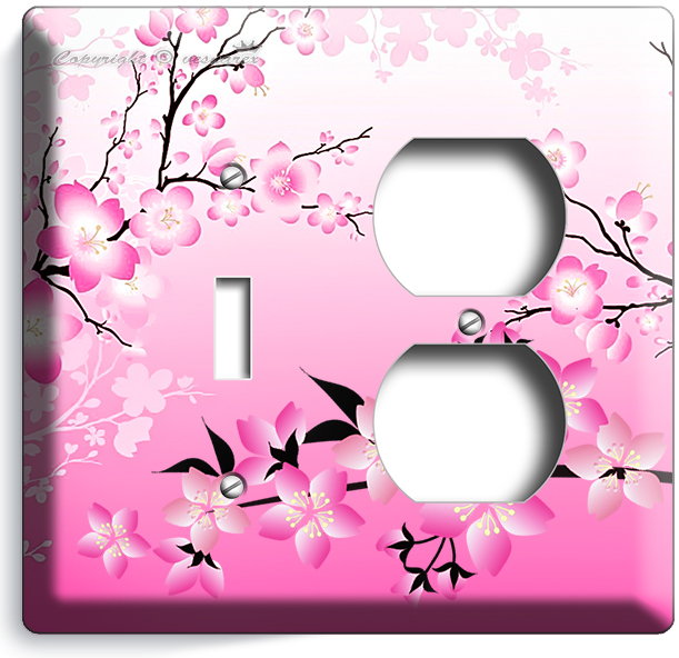 JAPANESE CHERRY BLOSSOM PINK SAKURA LIGHT SWITCH COVER OUTLET PLATES ...