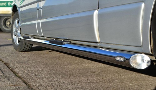 Side Bars + Step Pads + White LEDs For Ford Transit MK7 LWB 2007 - 2014 ...