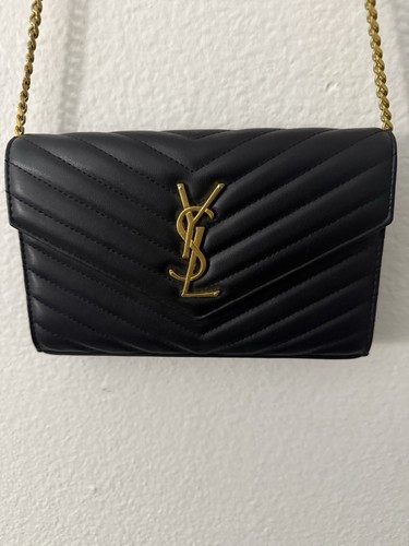 Ysl Yves Saint Laurent Caviar Gold/Black crossbody bag | eBay