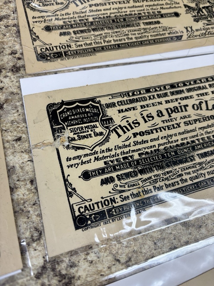 Vintage Original Antique 1927 Levi’s fabric Labels. 7x3 Roughly. | eBay