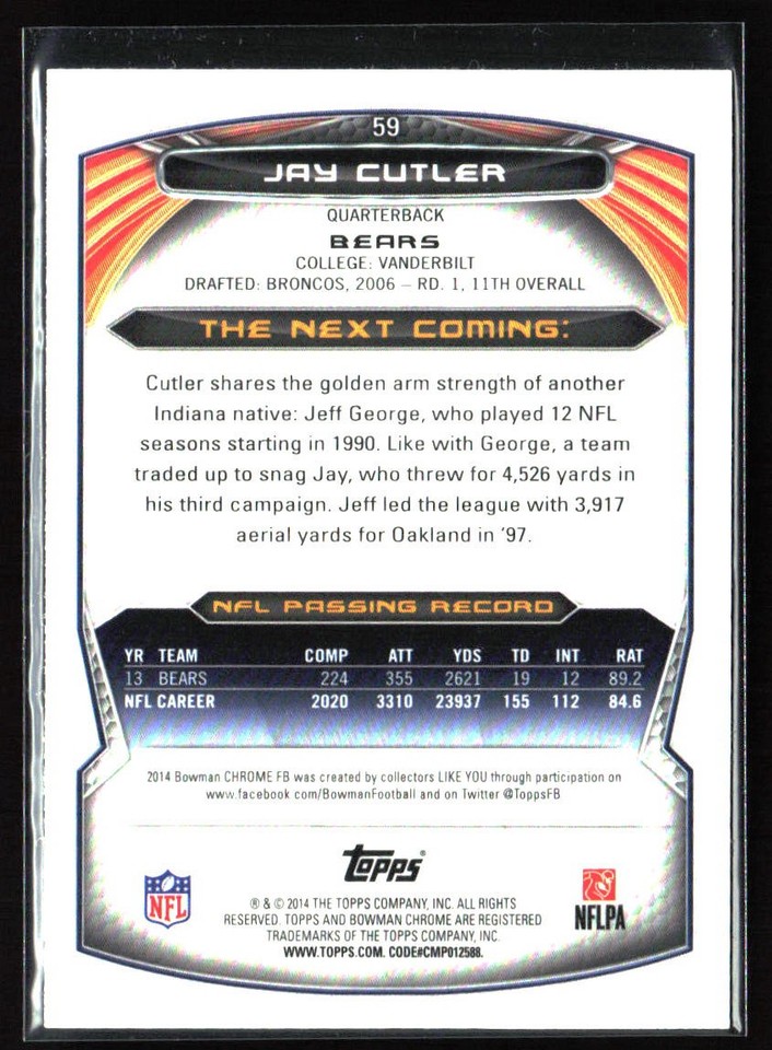 2014 Bowman Chrome #59 Jay Cutler | eBay