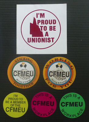 CFMEU Vintage Stickers x6 Mining Building Construction Forestry Trade ...
