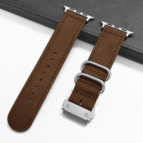 Luxury PU Leather Strap for Apple Watch Man Band iWatch Series 6 4 SE 9 ...