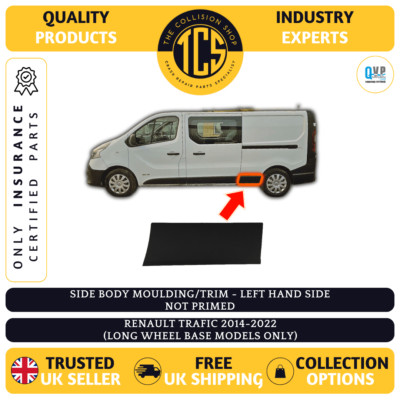 RENAULT TRAFIC 2014-2022 SIDE BODY MOULDING/TRIM BLACK LWB ONLY HIGH ...