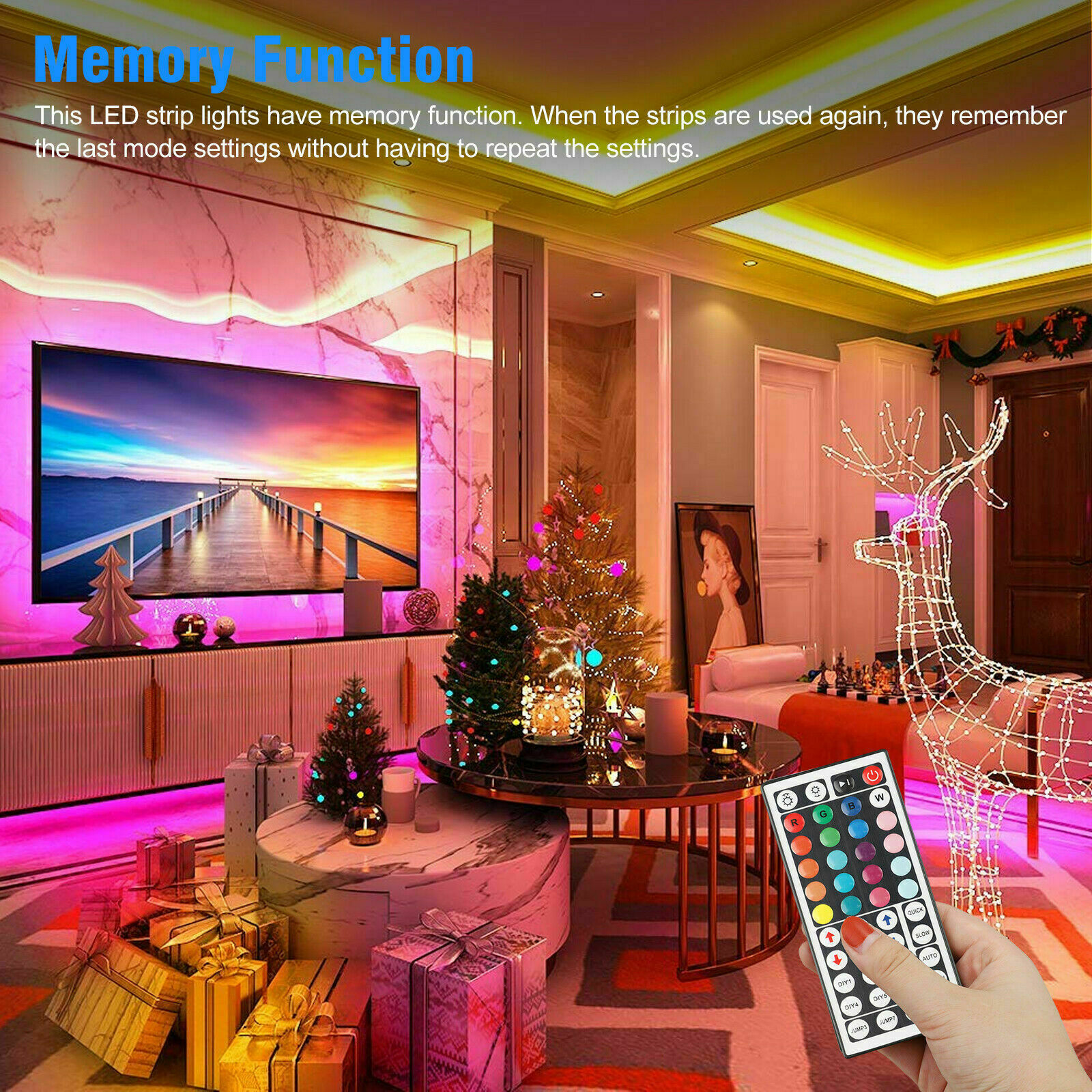 32FT LED Strip Lights Remote Control Bedroom Waterproof for Indoor ...