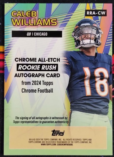 2024 Topps Chrome Caleb Williams Rookie RC All Etch Rookie Rush Aqua SP ...