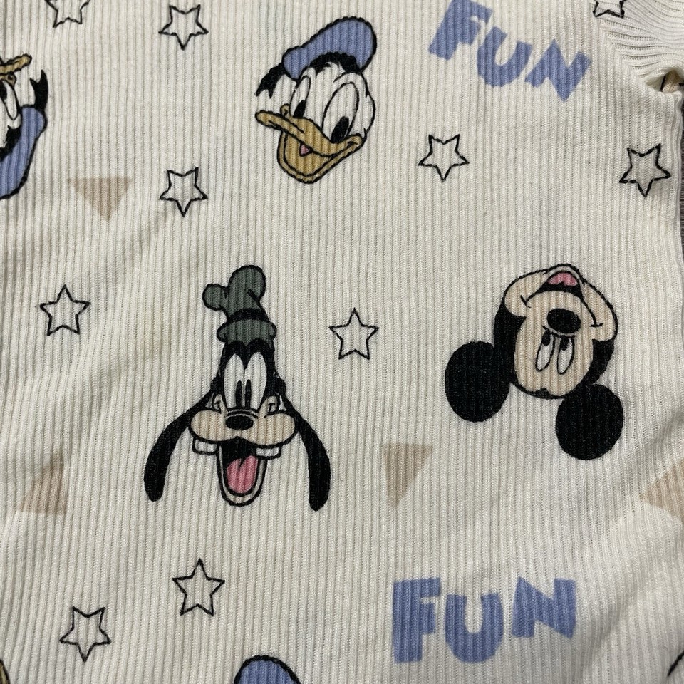 Disney Baby Boy Cream 'FUN' Outfit, Size 0-3M, Mickey Mouse Goofy ...