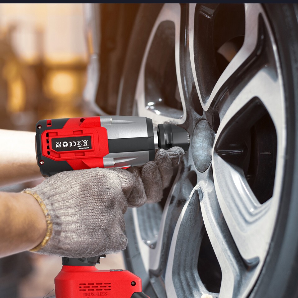 21V Cordless Impact Wrench Brushless 1/2Inch Power Impact Gun High ...