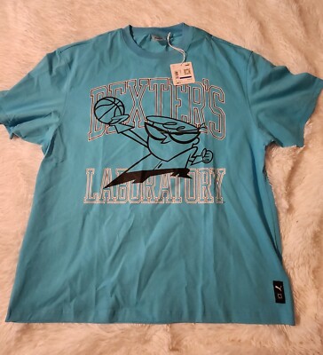 Puma Melo x Dexters Laboratory Basketball T-Shirt Bright Agua Mens XL ...