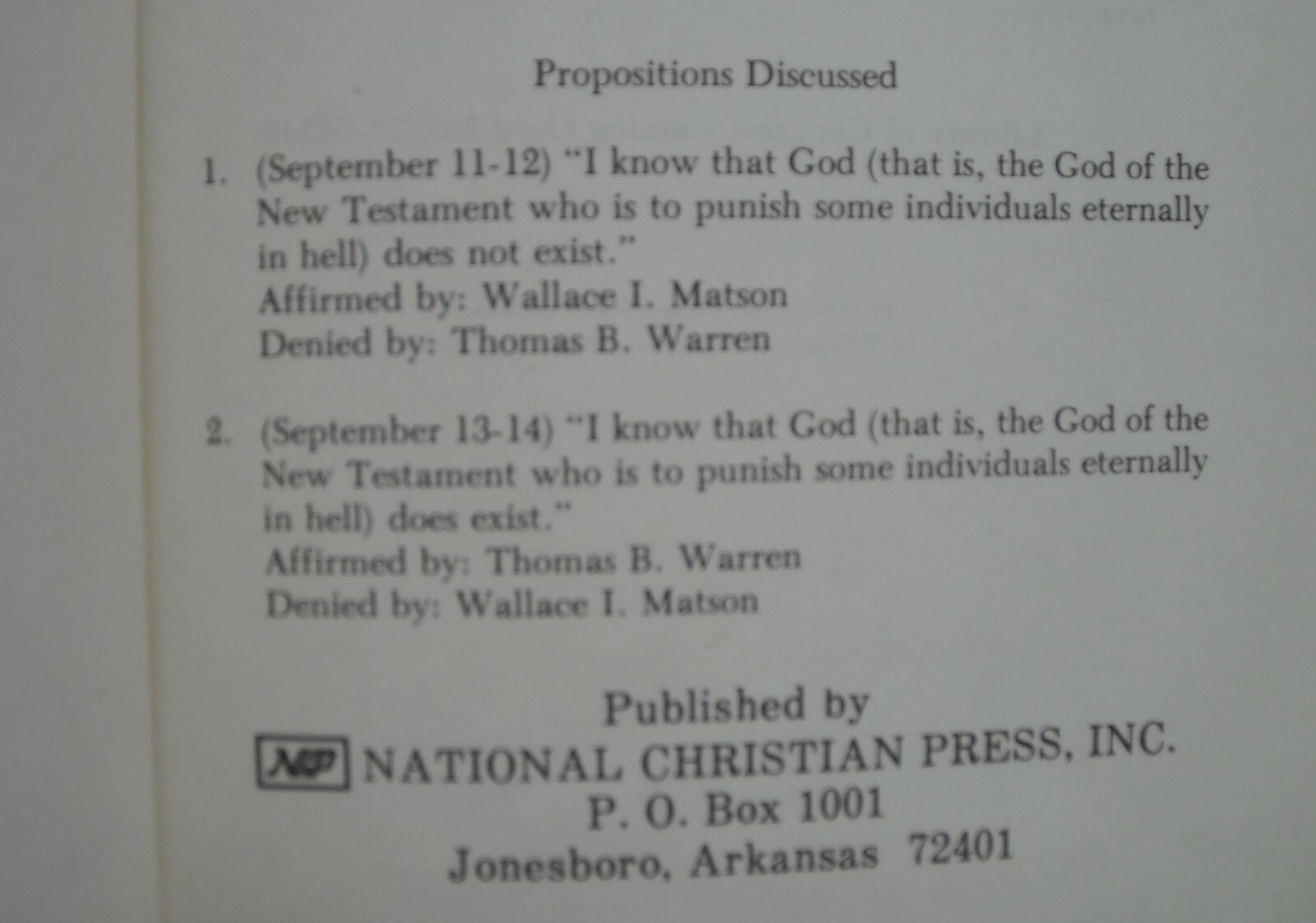 Thomas B. Warren & Wallace Matson Debate on Existence of God Church of ...