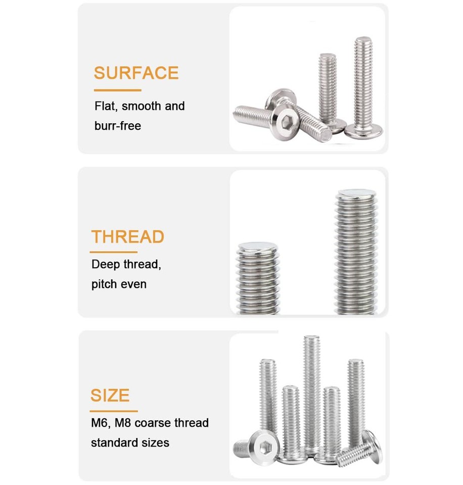 10pcs M6 X 50mm Rivet Countersunk Socket Cap Allen Bolts Rivet Screws ...