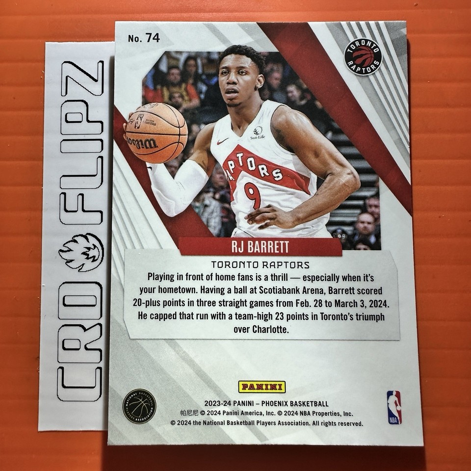 RJ Barrett 2023-24 Panini Phoenix Red Ice Toronto Raptors Card No.74 | eBay