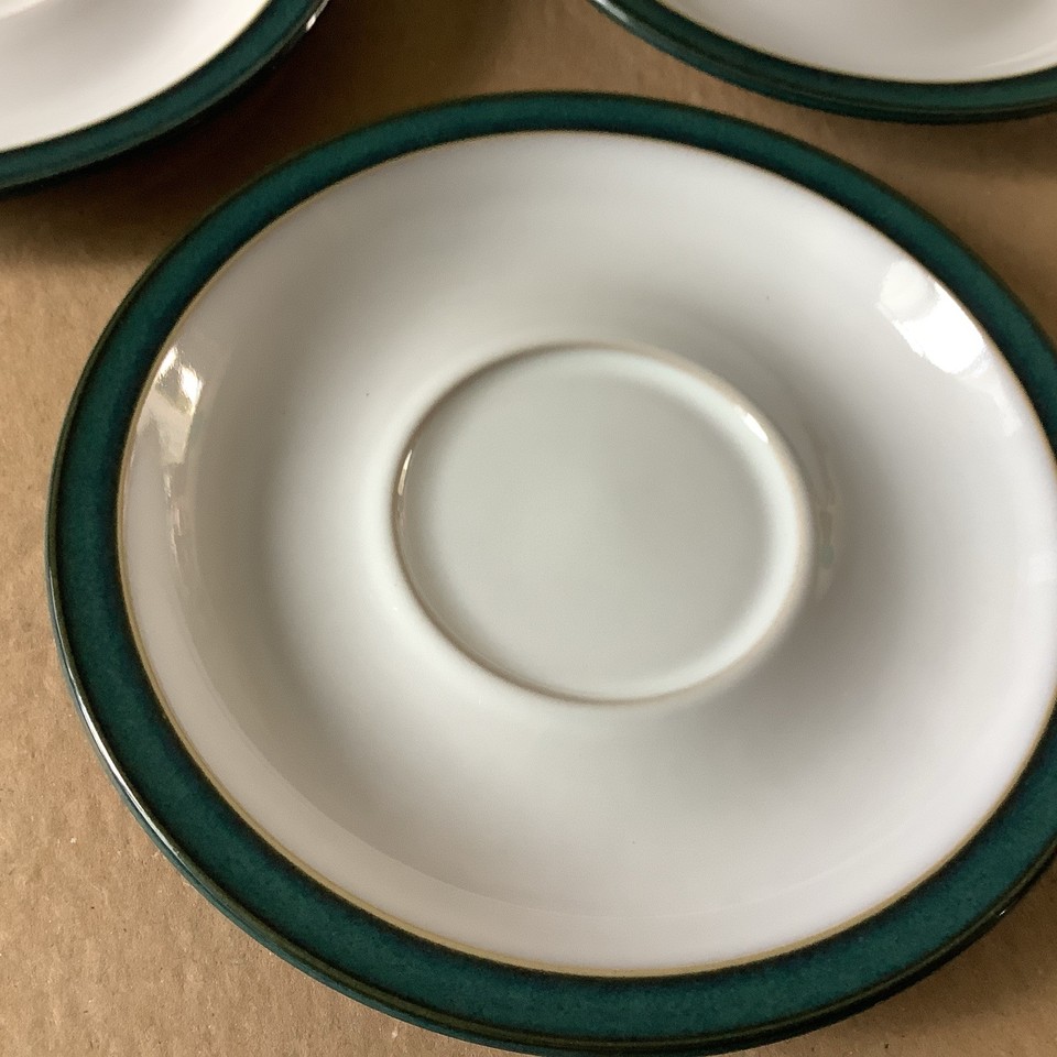 Denby Greenwich Green Rimmed Saucers x 3 | eBay