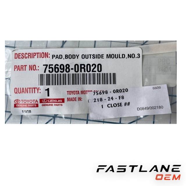 Genuine Toyota Pad Body Outside MO 75698-0r020 for sale online | eBay