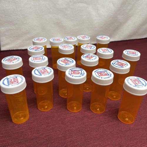 Lot of 20 Amber Empty Pill Rx Bottles Plastic 13 dram Storage ...