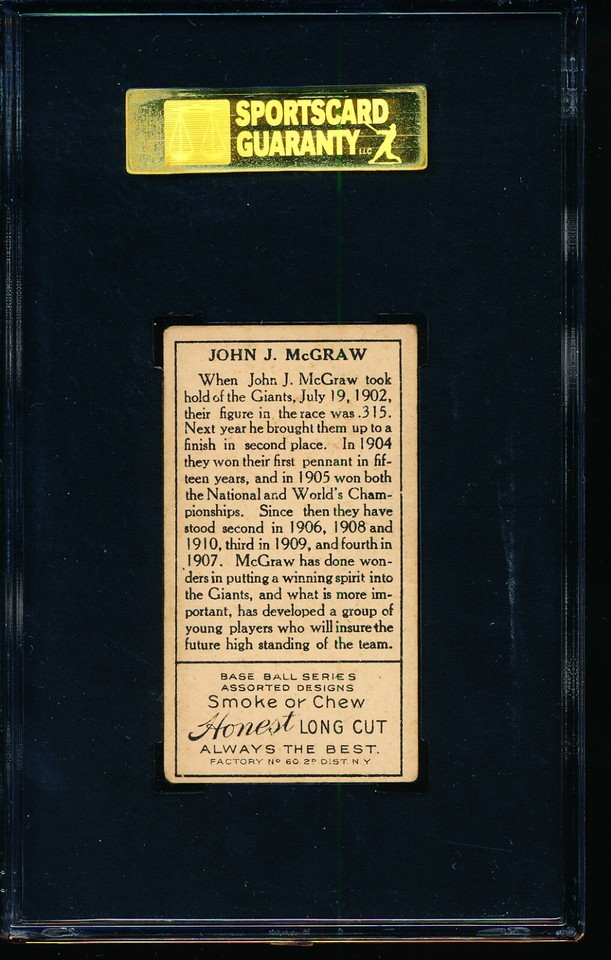 1911 T205 HONEST LONG CUT JOHN McGRAW SGC 5 EX HOF SHARP! | eBay