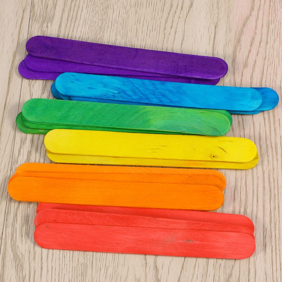 200PCS Natural Jumbo Colored Wood Craft Sticks Wood Colored Craft | eBay UK