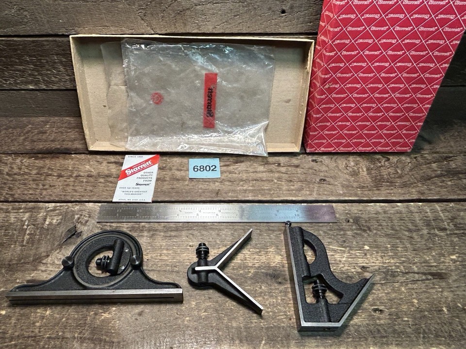 Starrett No. 435-12-4R combination square set, center, protractor ...