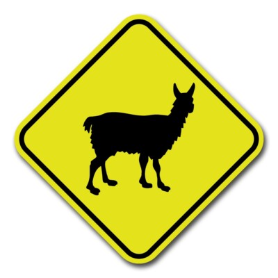 llama Alpaca Crossing ~8" Diamond Yellow Aluminum Street Trail Sign ...