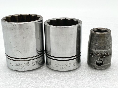 Vintage Williams USA Lot of 3 Sockets ST-1236 1-1/8" ST-1240 1-1/4" 4 ...