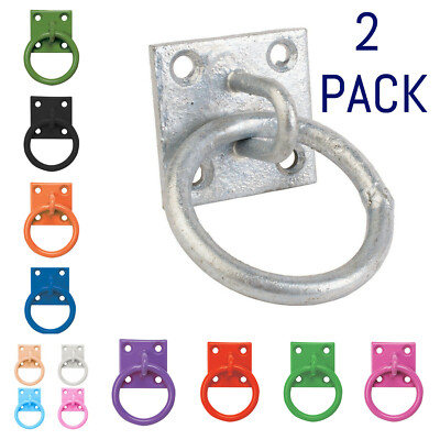 Perry Equestrian 2 Pack Tie Ring on 50mm Plate Stable Tie Up Ring Horse ...