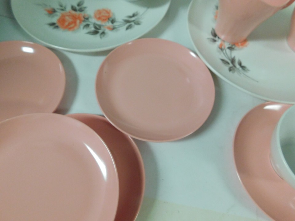 Mid Century 50-60s Era Boontonware Pink & White Roses Melamac ...